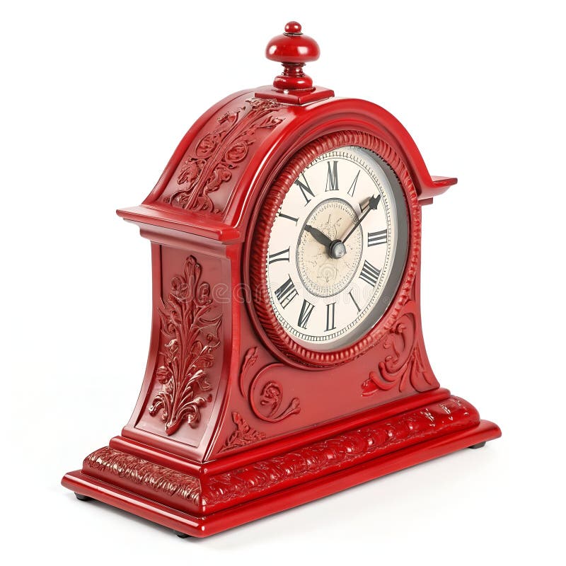 Red Table Clock â€ 3D Design Stock Illustration - Illustration of ...