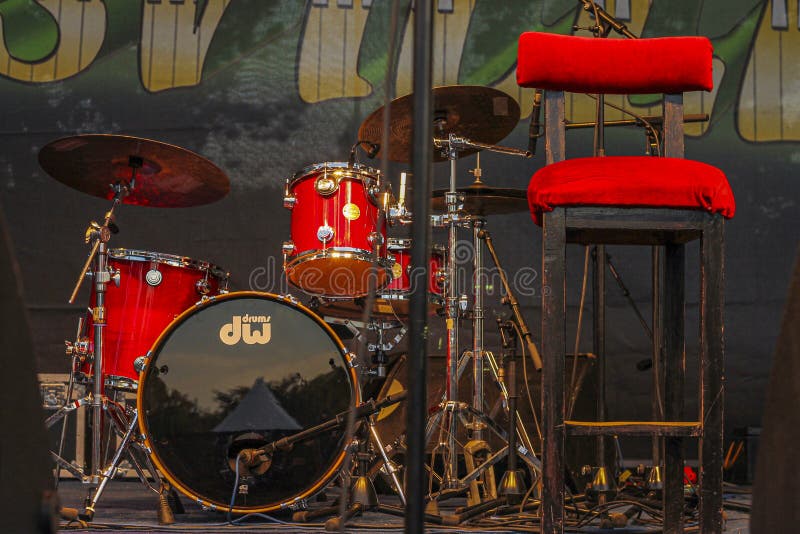 Red table and drum editorial stock image. Image of concert - 263530249