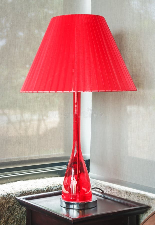 Red table lamp stock image. Image of decor, floor, indoors - 27024765