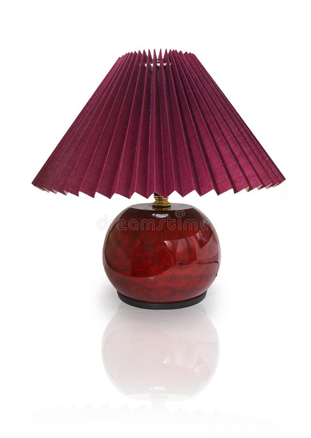 Red table lamp with shade stock photo. Image of evening - 45135946