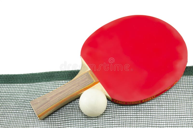 Red Table Tennis Racket and a Net Isolated Stock Photo - Image of ...