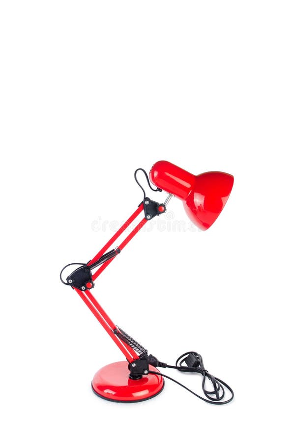 The Red Table Top Adjustable Lamp Isolated on White Stock Photo - Image ...