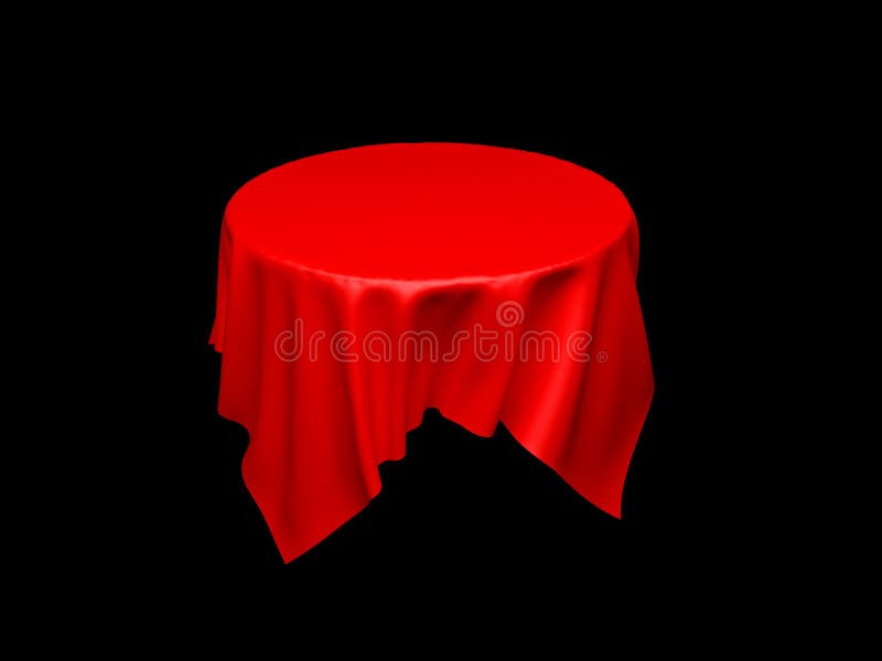 Red Tablecloth on Invisible Round Table. on Black Background Stock ...