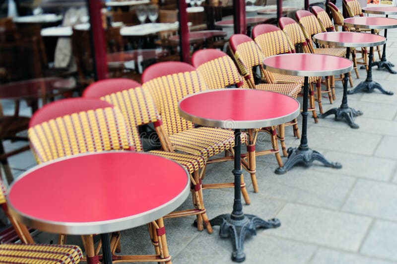 Red tables stock image. Image of pavement, buffet, round - 21821683