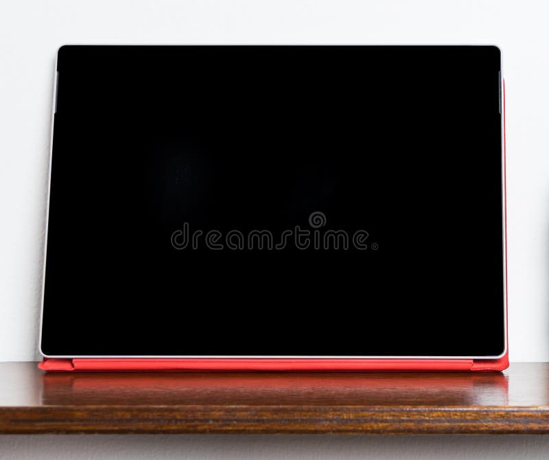 Red Tablet with Blank Screen Stock Photo - Image of wireless, tablet ...