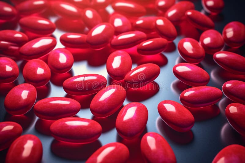 Red Tablets. Pharmaceutical Factory Stock Illustration - Illustration ...