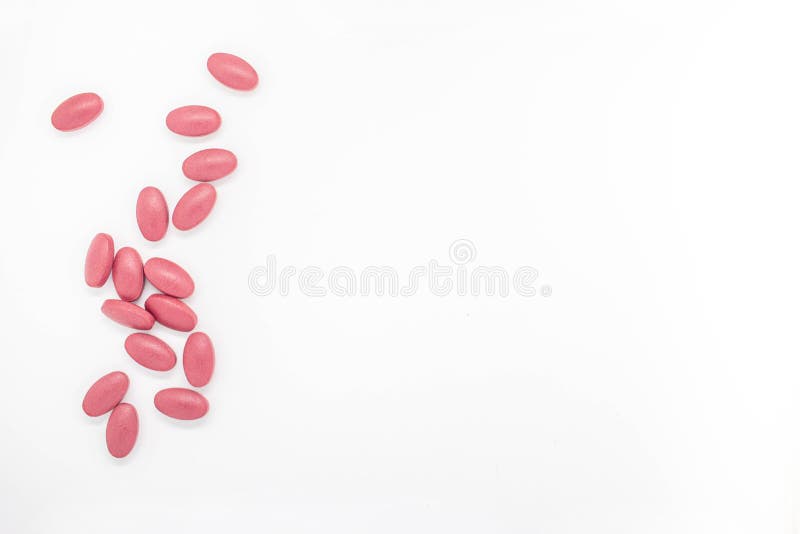 Red Tablets Placed on White Background Medicines Help Keep the Body ...