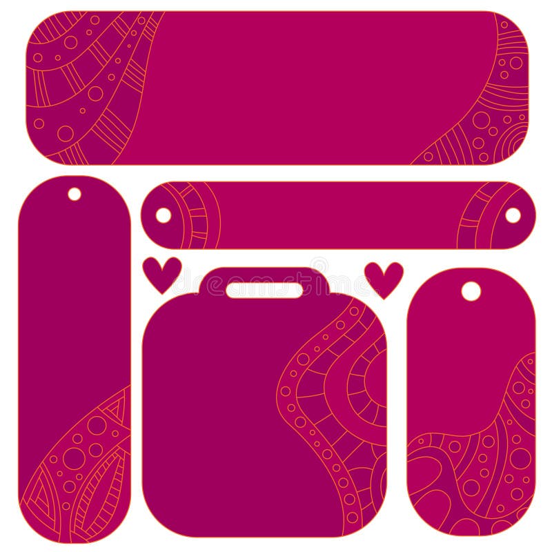 Red Tag or Label Collection with Different Pattern Stock Illustration ...
