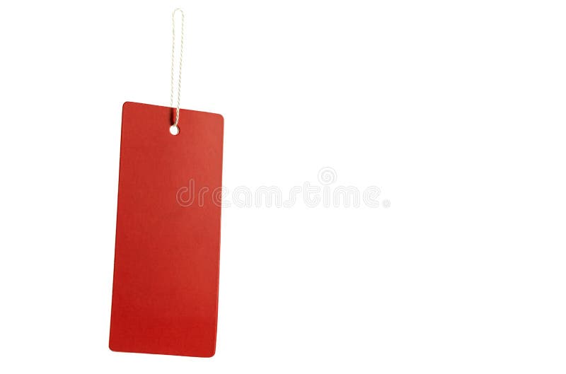 Red Tag with Rope for Hanging. Clipping Path Inside Stock Photo - Image ...