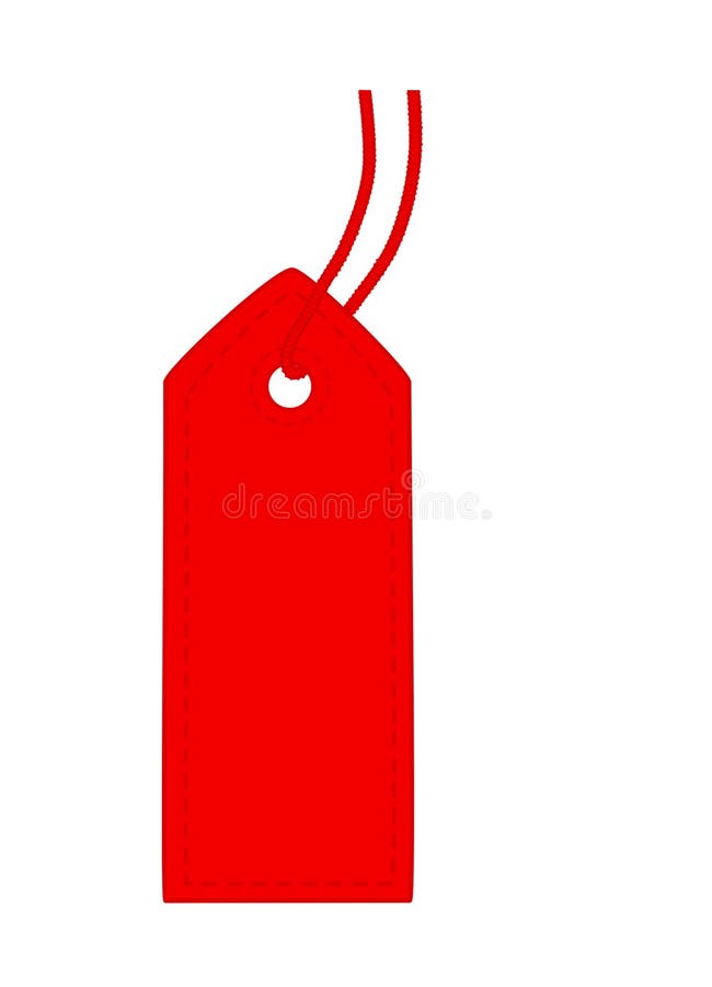 Red tag with stitch. stock vector. Illustration of business - 34080125