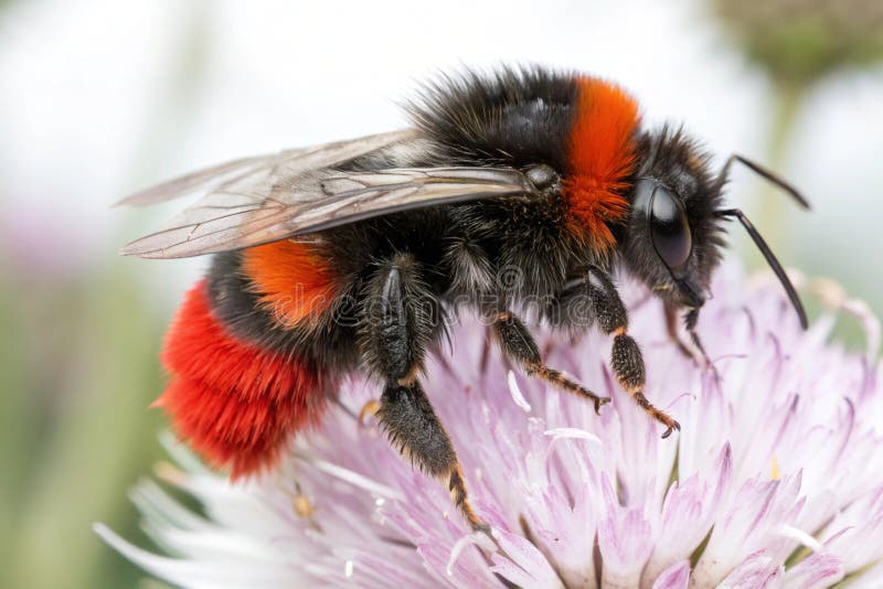 Red-Tailed Bumblebee Close-up Stock Illustration - Illustration of ...
