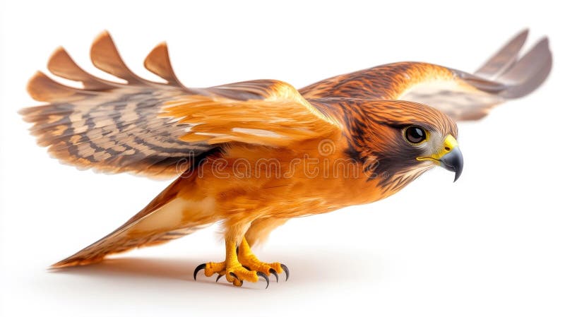 Red-Tailed Hawk in Dynamic Flight Position Stock Illustration ...