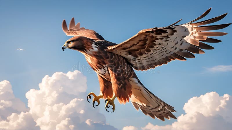 Red Tailed Hawk in Flight stock illustration. Illustration of eagle ...