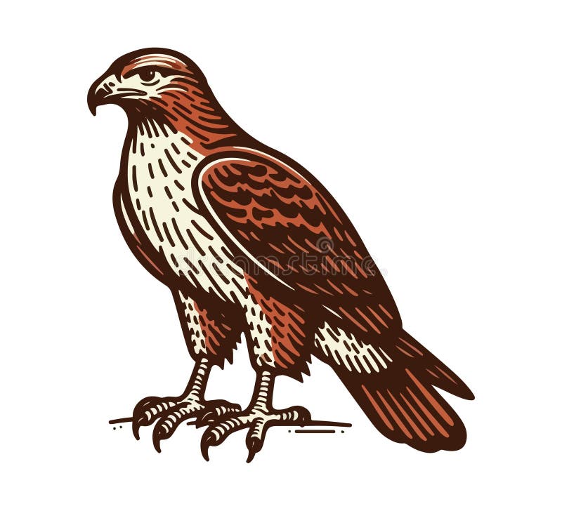 Red-tailed Hawk Hand Drawn Vector Illustration Stock Illustration ...