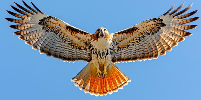 A Red-tailed Hawk Soars through the Air with Its Wings Spread Wide ...