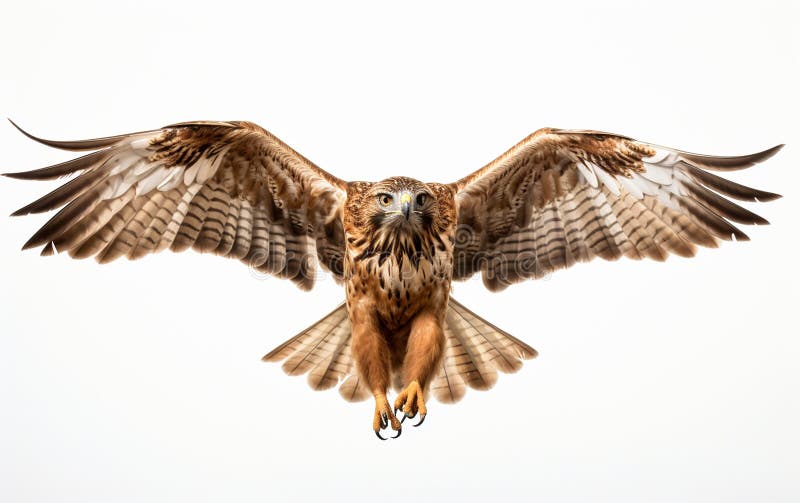 Red Tailed Hawk in a White Setting -Generative Ai Stock Illustration ...