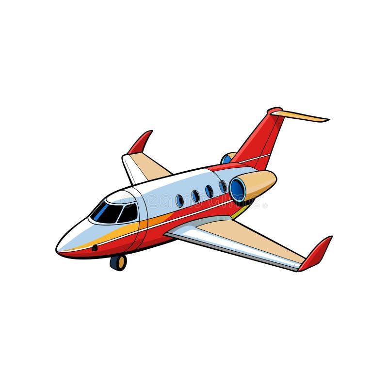 Red and Tan Private Jet Illustration on White Stock Photo ...