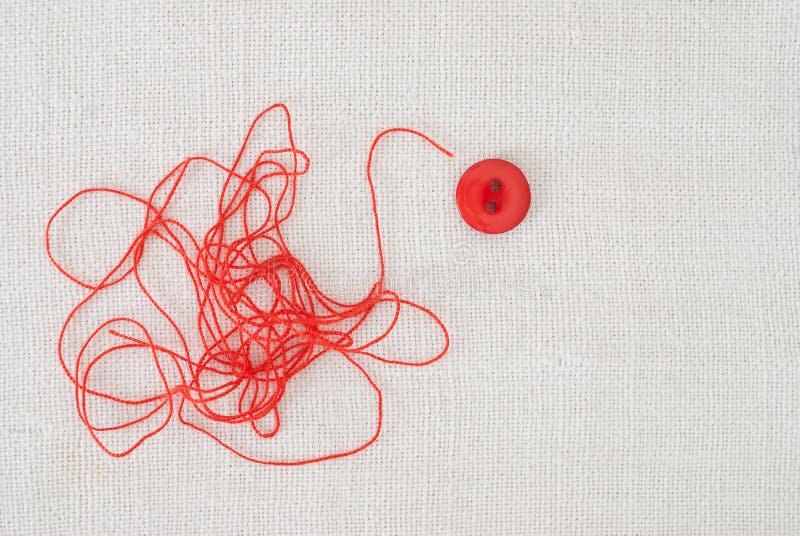 Red Tangled Thread and Button Stock Photo - Image of hobby, detail ...