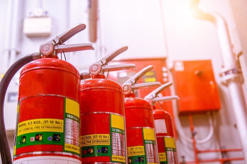 Red Tank of Fire Extinguisher Overview of a Powerful Industrial Fire ...
