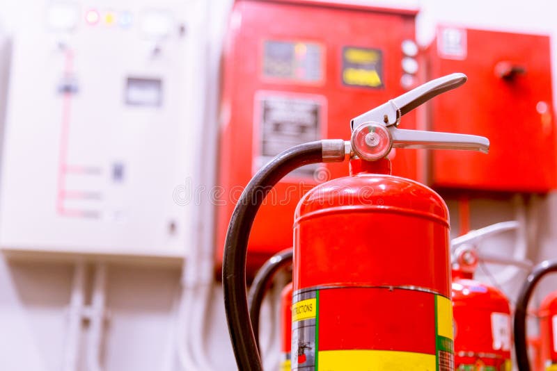 Red Tank of Fire Extinguisher Overview of a Powerful Industrial Fire ...