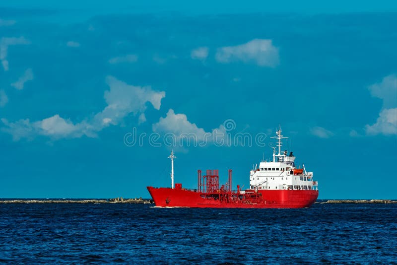 Red tanker ship stock image. Image of petroleum, storage - 117677411
