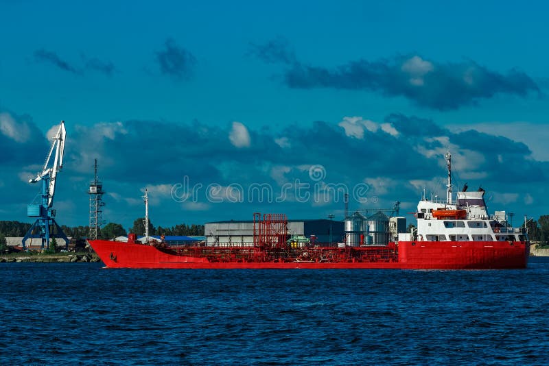 Red tanker ship stock image. Image of liquid, freight - 117679219