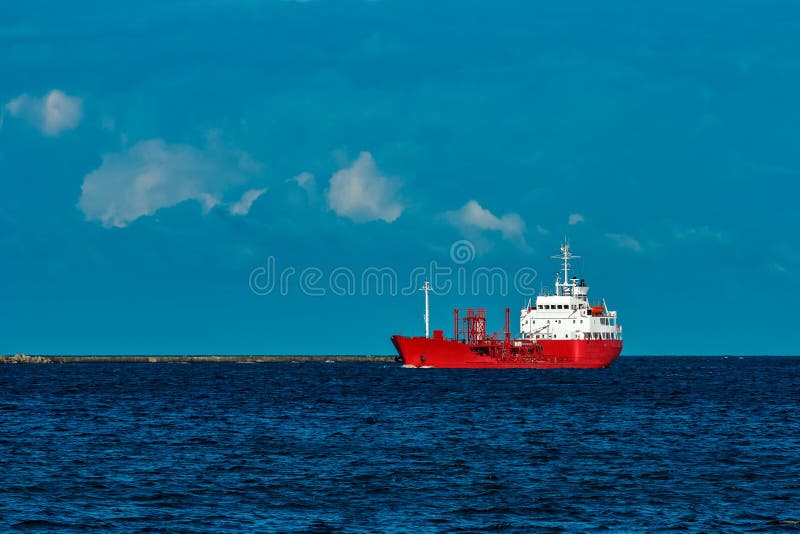 Red tanker ship stock image. Image of clear, energy, green - 99759277