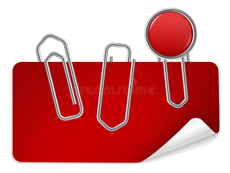 Red Tape Attached with Paper Clips. Sticky Paper Template Stock Vector ...