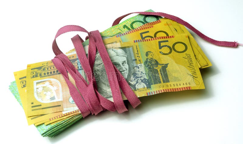 Australian Money Folded Fifty and One Hundred Bills Stock Photo - Image ...