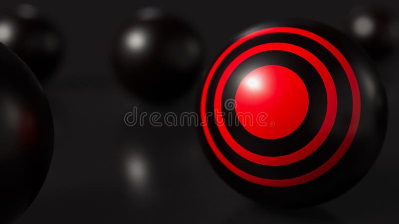 The Red Target on Black Ball for Business Concept 3d Rendering Stock ...
