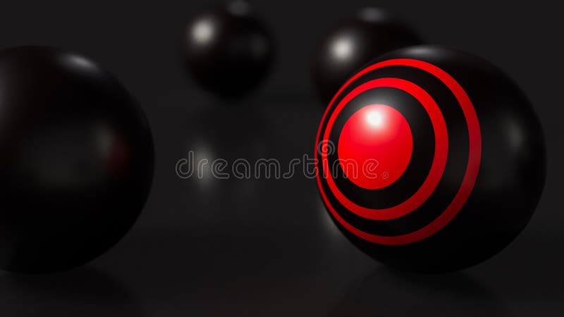 The Red Target on Black Ball for Business Concept 3d Rendering Stock ...