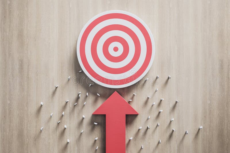 Red Target Board Wirh Arrow and 3d People Stock Illustration ...