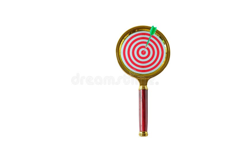 Red Target Dart Board Inside of Magnifier Glass ,business Success Stock ...