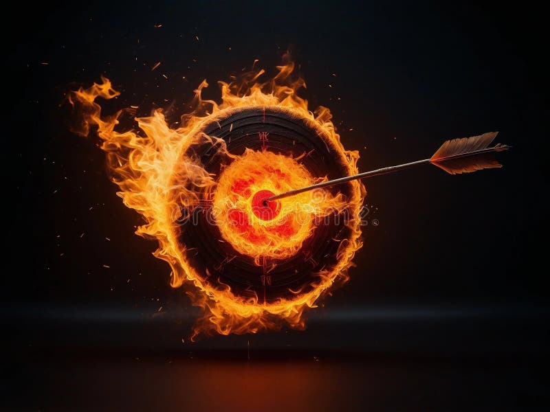 Red Target on Fire with an Arrow,ai Generated Stock Illustration ...