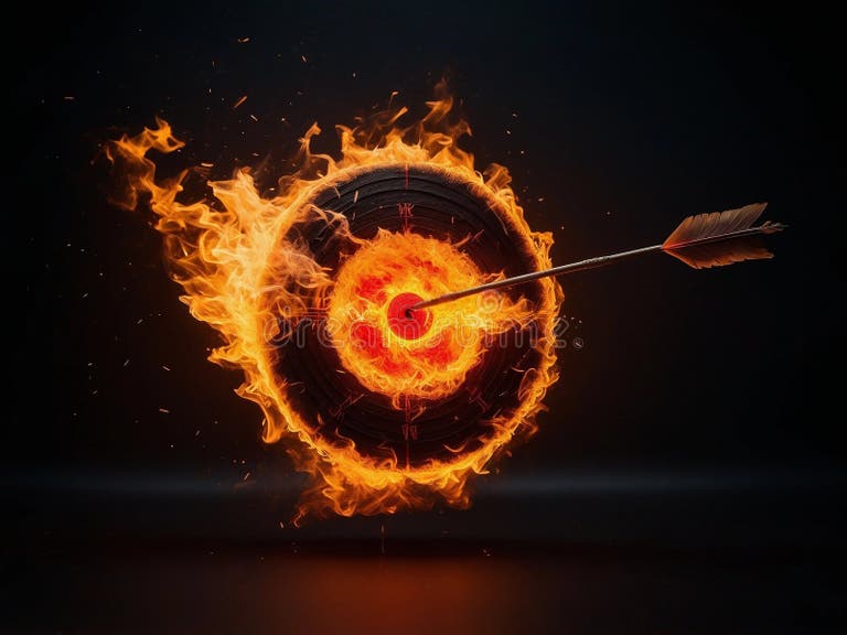 Red Target on Fire with an Arrow,ai Generated Stock Illustration ...