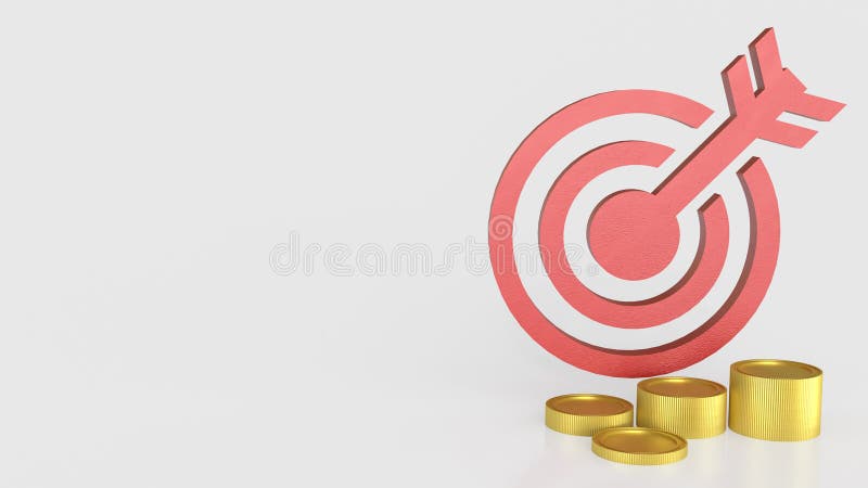 The Red Target and Gold Coins for Business Concept 3d Rendering Stock ...