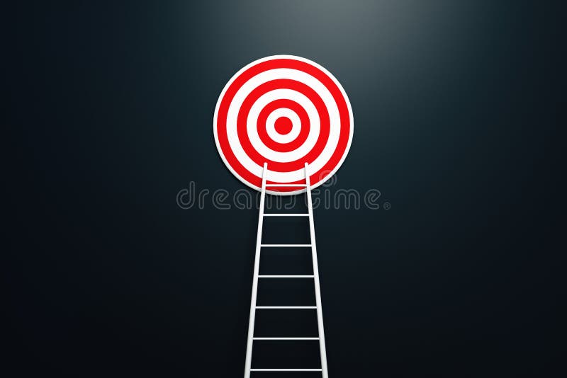 Red Target with Ladder on Gray Wall Stock Illustration - Illustration ...