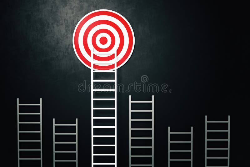 Red Target with Many Ladders on Black Concrete Wall Stock Illustration ...