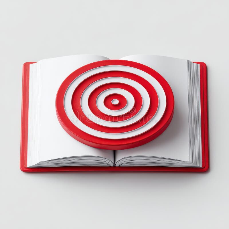 Red Target Pattern on Open Book Concept for Goal Setting and Learning ...