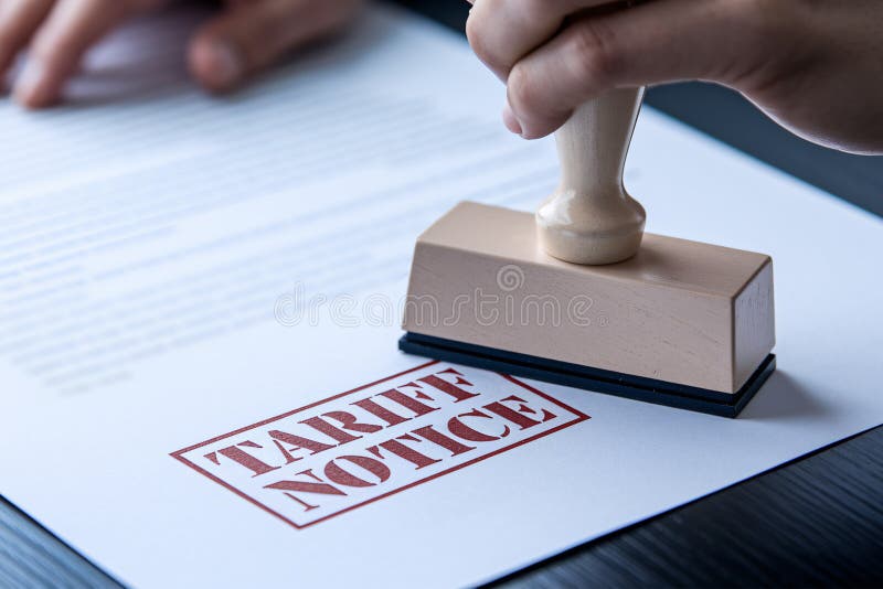 Red Tariff Notice Stamp on an Official Trade Document Stock ...