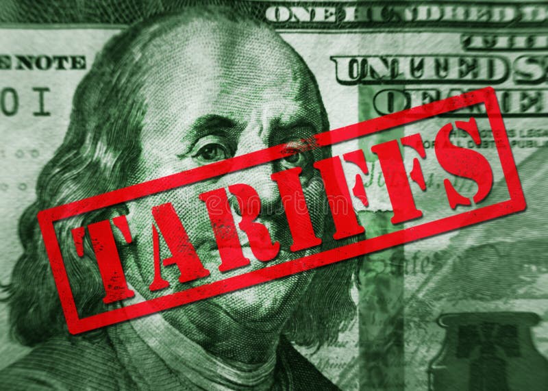 Red Tariffs Stamp on a US Hundred Dollar Bill Stock Photo - Image of ...