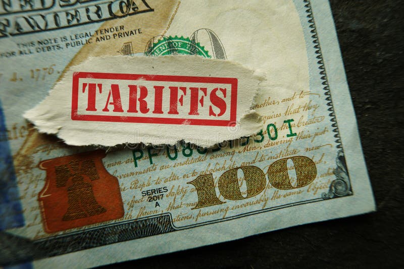 Red Tariffs Stamp on a US Hundred Dollar Bill Stock Photo - Image of ...