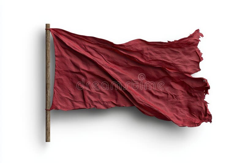 Red Tattered Flag Waving in the Wind Stock Illustration - Illustration ...