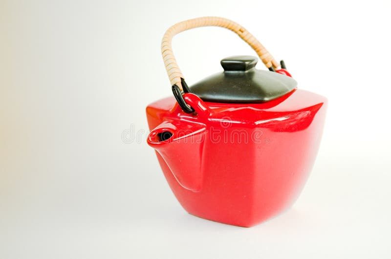 Red tea pot stock image. Image of black, time, white - 11907371