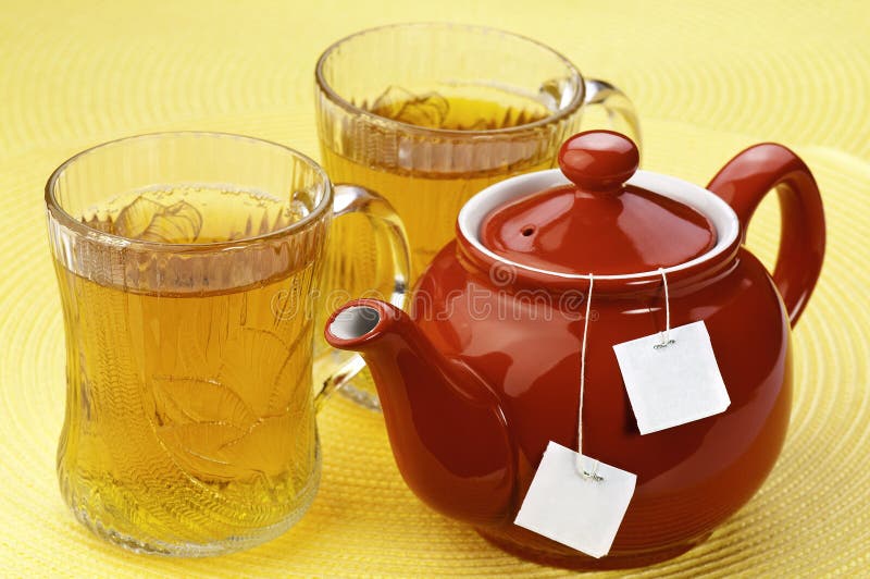 Red tea pot stock image. Image of ceramic, leaf, drink - 16504747