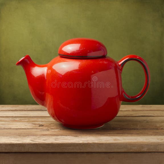 Red tea pot stock image. Image of design, plank, china - 28094617