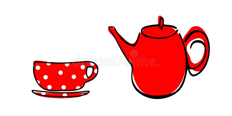 Cute Tea Pot Cartoon Vector Illustration. Hand Drawn Hot Drink Element ...