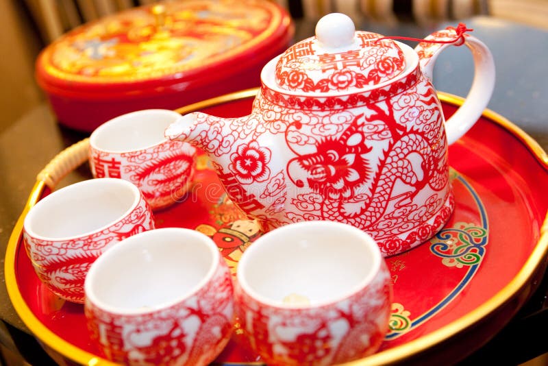 Red tea pot in wedding stock photo. Image of tradition - 73210832