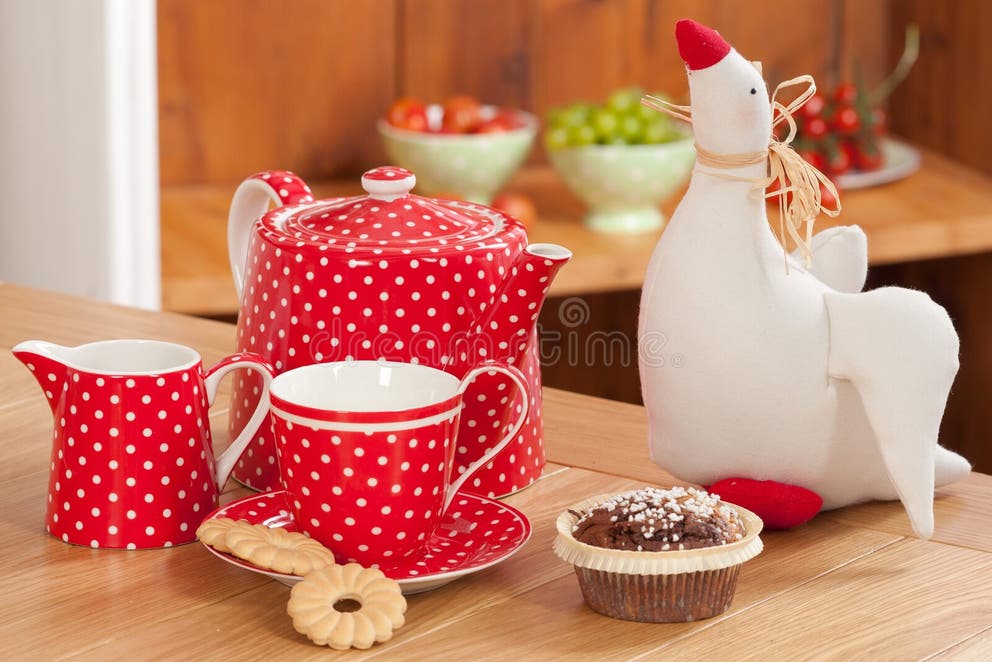Red tea set stock photo. Image of spring, coffee, holidays - 18392324