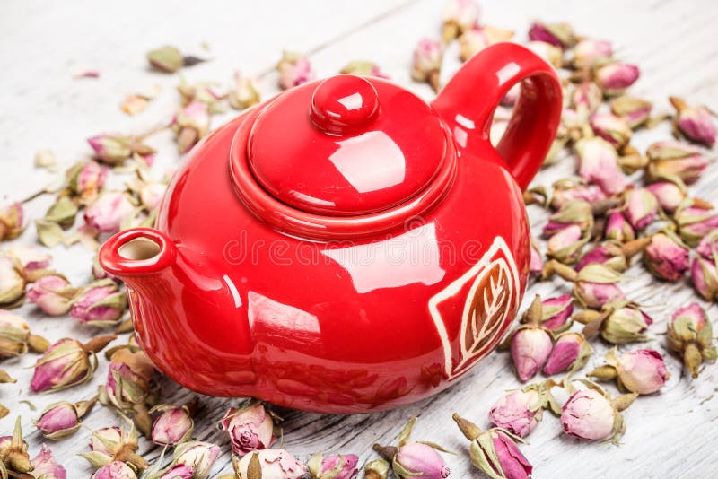 Red teapot stock photo. Image of flower, kitchenware - 29230840